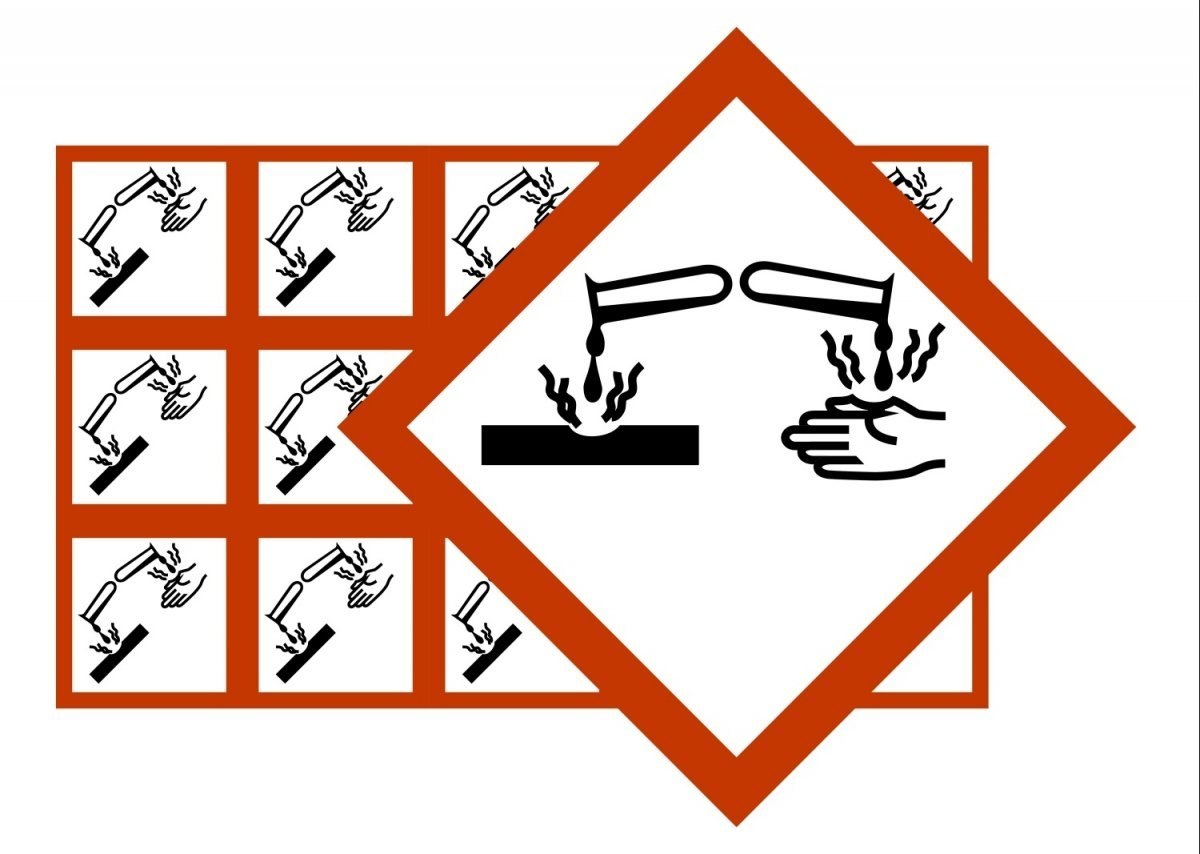 Piktogramy GHS05 - produkt żrący 150 sztuk